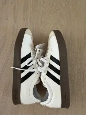 adidas | Shoes | Adidas Vl Court 2 White Sneakers With Black Stripes ...